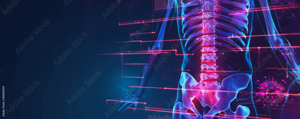 futuristic medical research of back spine back, spine, herniated disk ...