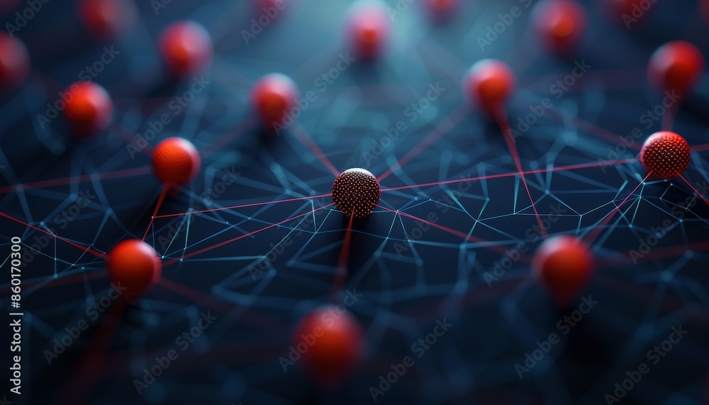 3D clay render of a network diagram showing organizational structure ...