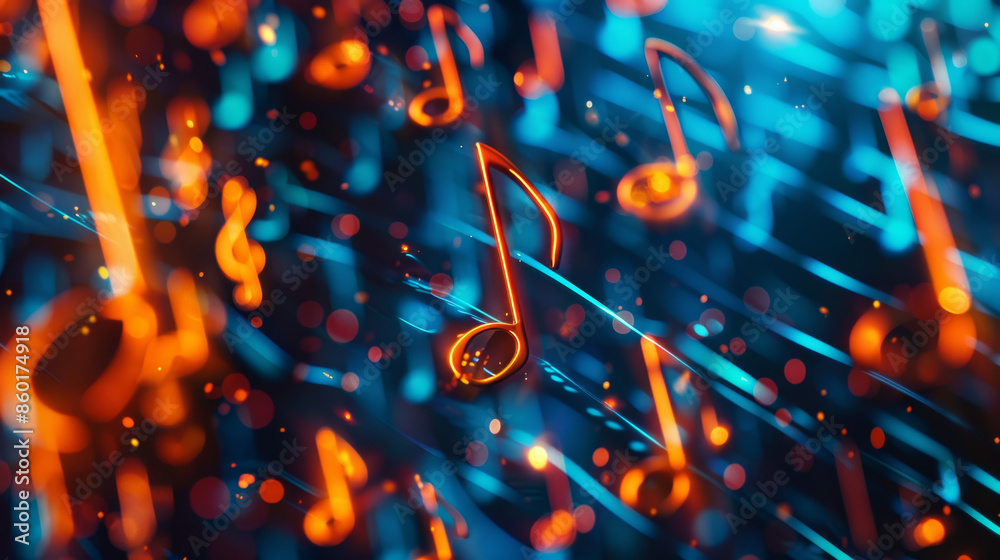 Musical notes and lines represent sound waves, forming the foundation ...