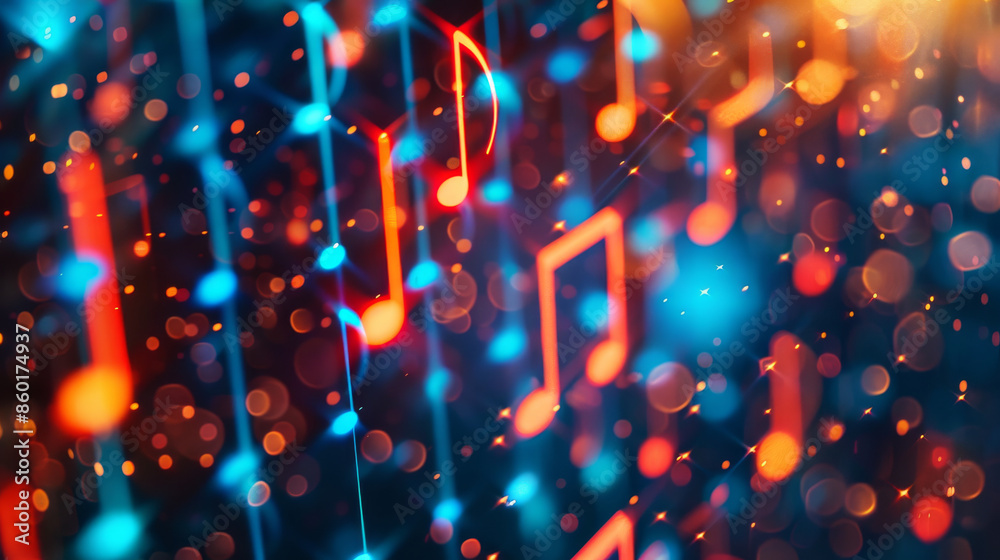 Musical notes and lines represent sound waves, forming the foundation ...