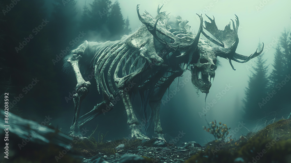 Wendigo Howl A wendigo with an eerie, skeletal appearance howling in a ...
