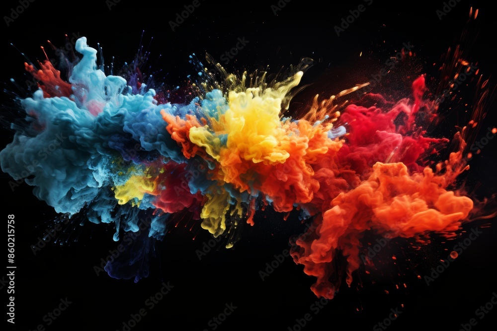Vivid bold splatter paint design with high contrast colors for a ...