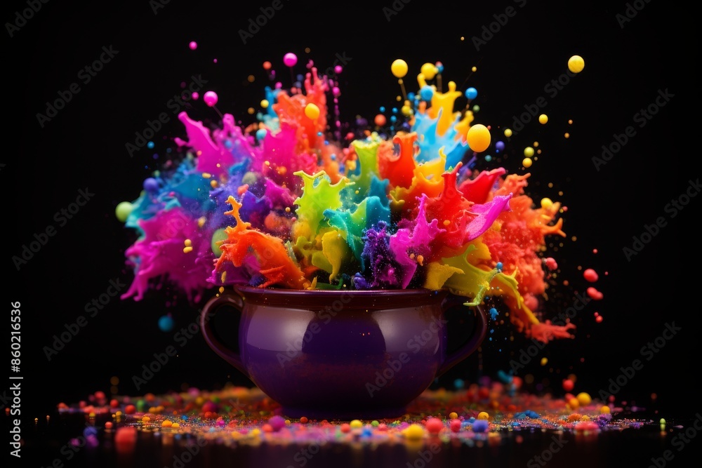 Dynamic and vivid splatter paint art showcasing bold colors in a ...