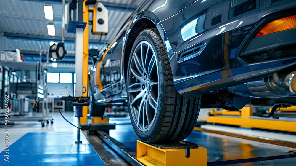 modern car wheels alignment testing system - generative ai Stock ...