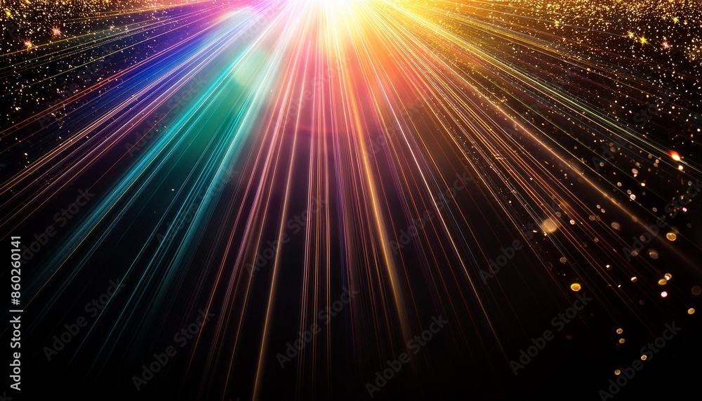 rainbow light effect from sun flares on black background colorful glare ...