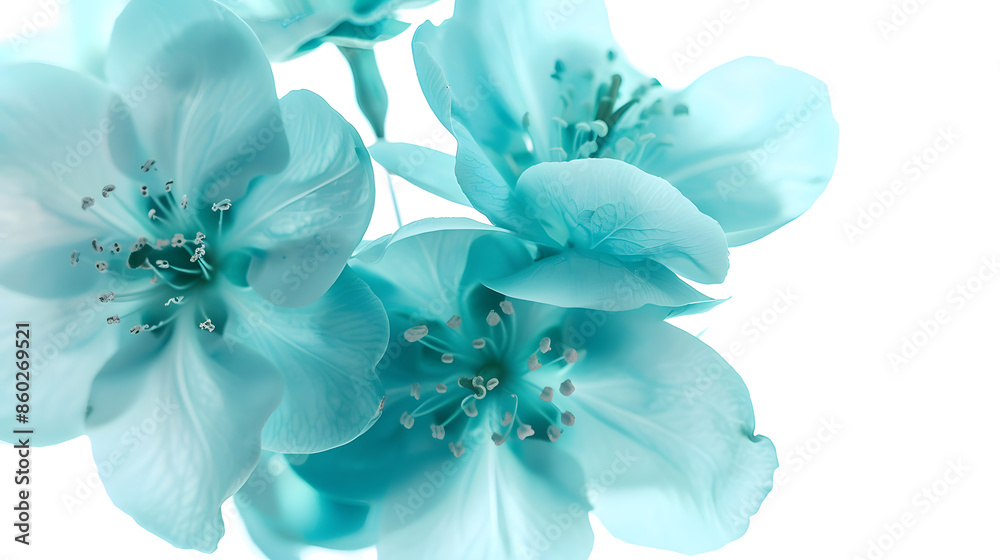 Turquoise spring flowers on white isolated background with a clipping ...