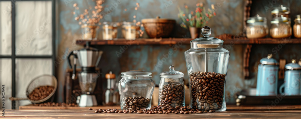 An elegant coffee background featuring a stylish coffee bar setup, with ...