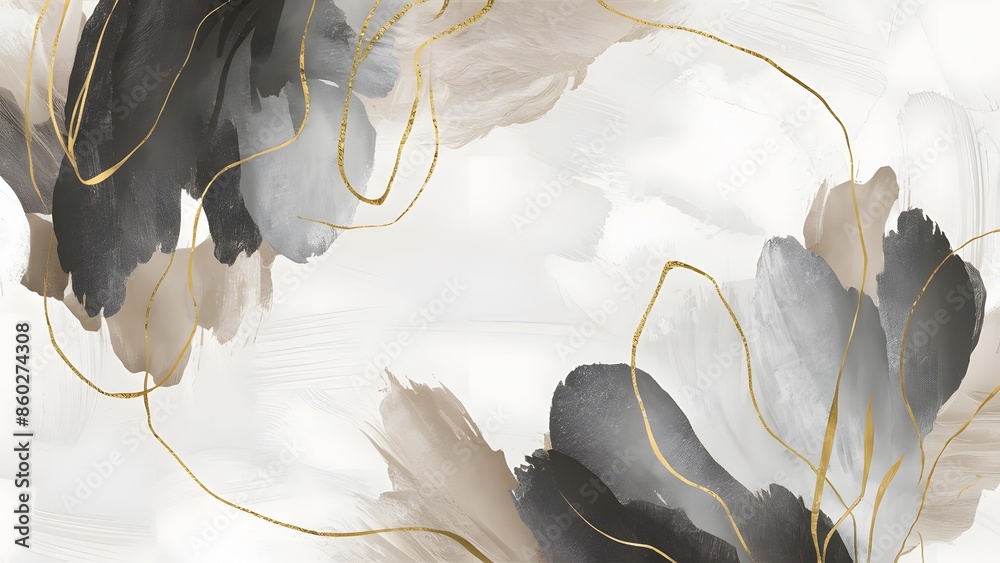 Abstract oil painting technique. flowers, leaves. The future is stylish ...