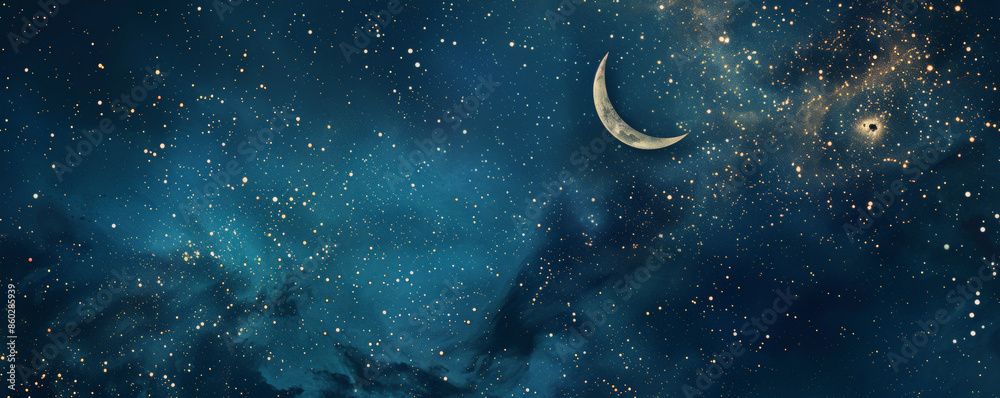 Starry night wedding mockup card background with a deep indigo sky and ...