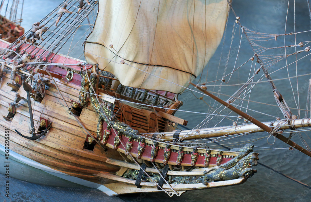 rig of a ship model of a clipper - takelage eines Schiffsmodells eines ...