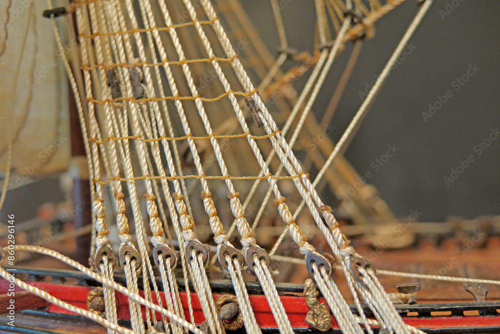 rig of a ship model of a clipper - takelage eines Schiffsmodells eines ...