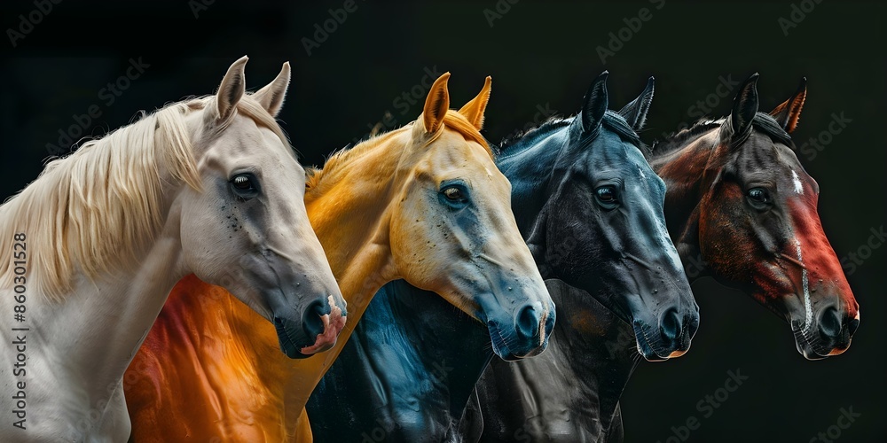 Foto de Symbolism of Four Horses in the Book of Revelation. Concept ...