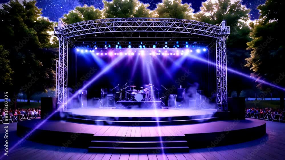 Impressive outdoor stage with AI-generated seamless laser light looping ...