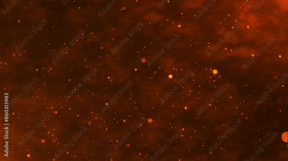 Abstract bokeh particles float slowly in the air on a dark background ...