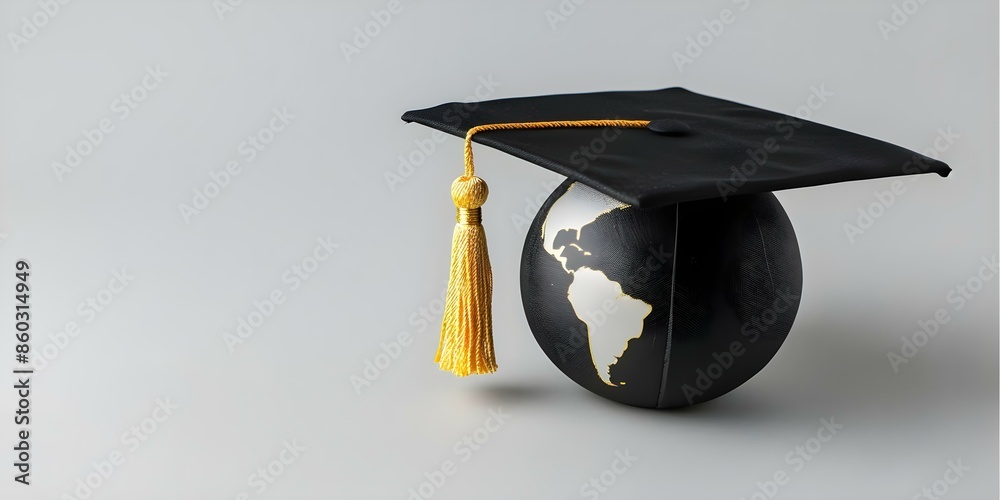 Global business graduation cap with earth globe symbolizing ...