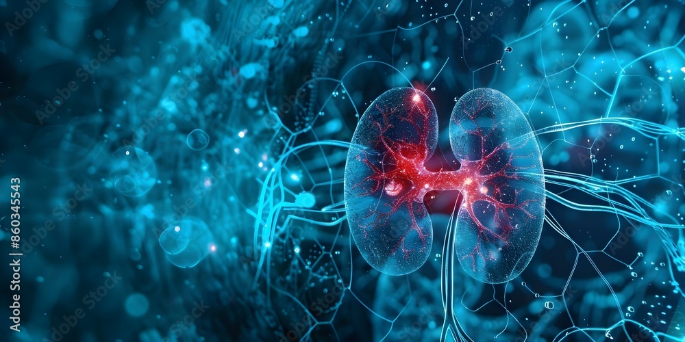 Illustration of human kidneys and urinary system for medical and ...