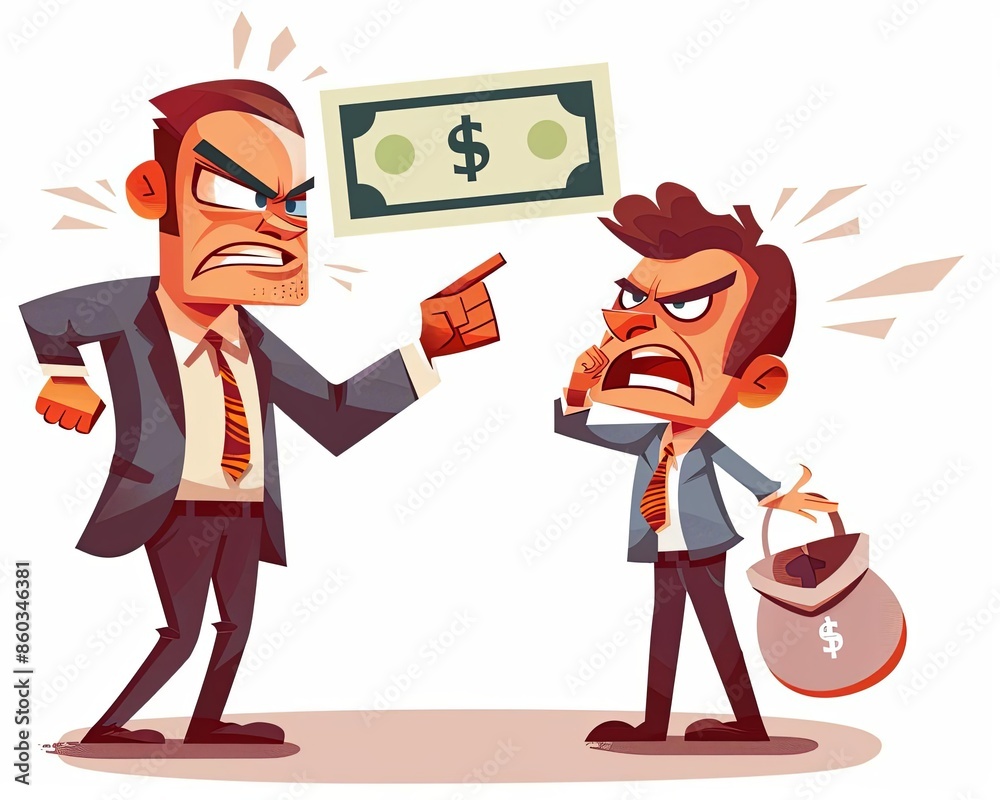 Cartoon businessmen arguing over money in tense situation Stock ...