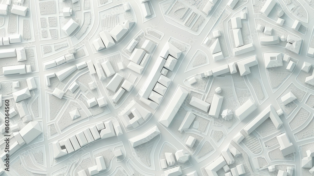 Detailed 3D Street Map of a City Featuring White Lines and Blocks to ...