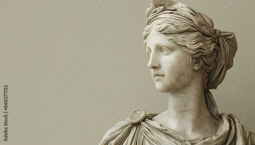 Statue of goddess Artemis on neutral background. Ancient Greek marble ...