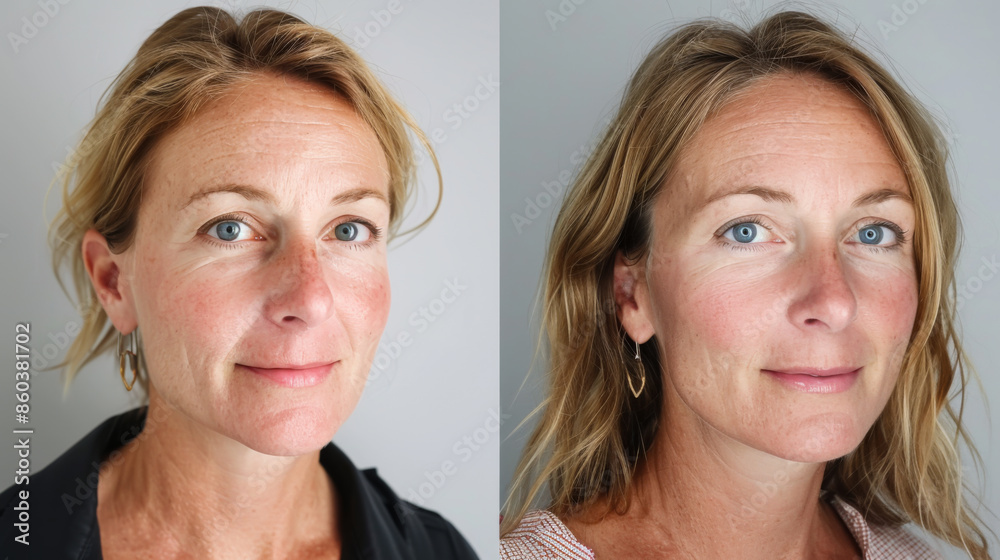 Comparison of an adult woman showing before and after aesthetic ...