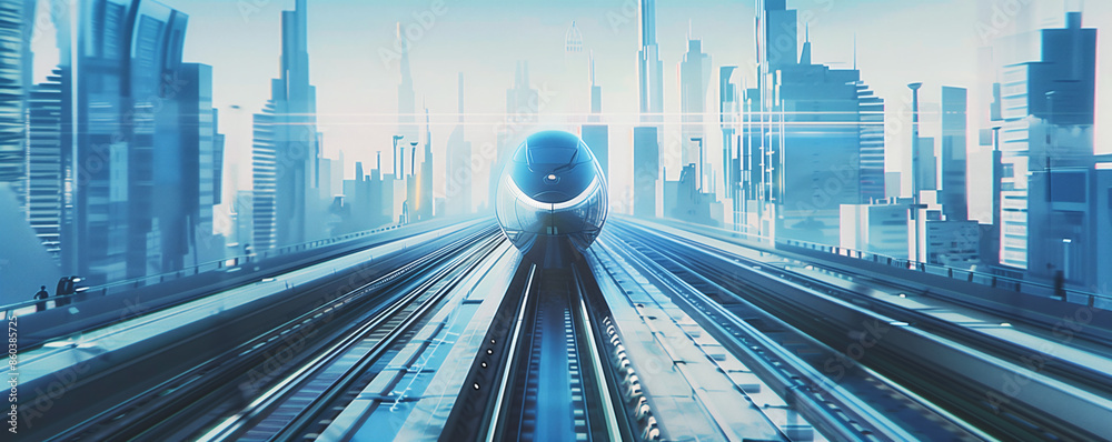 Futuristic Magnetic Levitation Train: "A sleek, futuristic maglev train ...