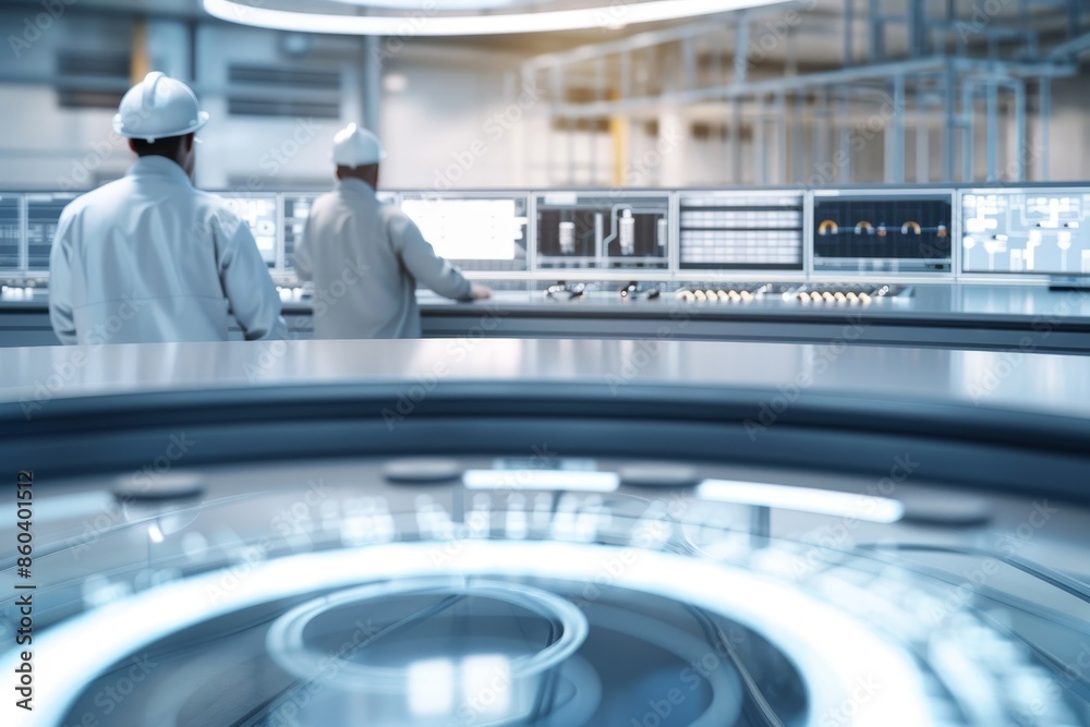 A representation of a Tokamak reactors control room, showing engineers ...