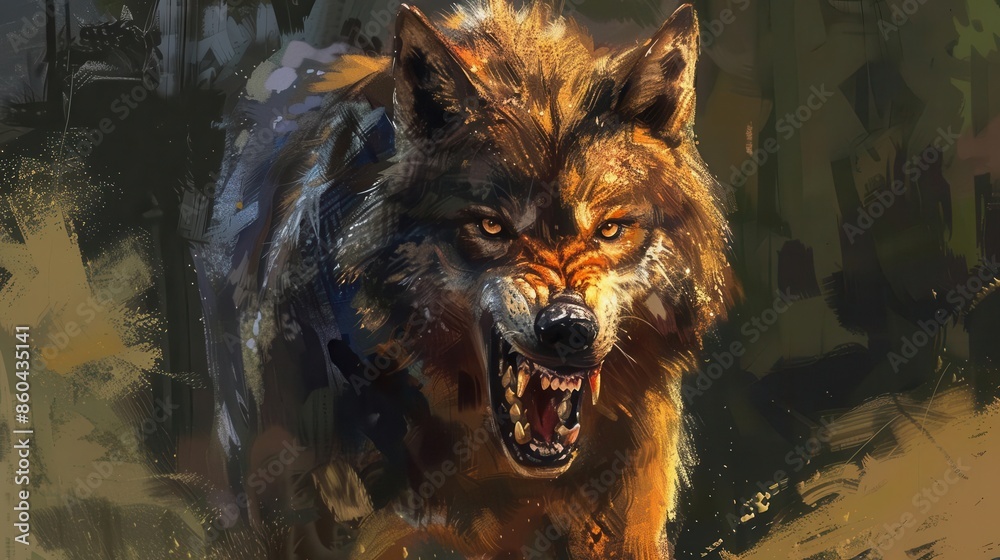 prehistoric apex predator ferocious dire wolf portrait digital painting ...