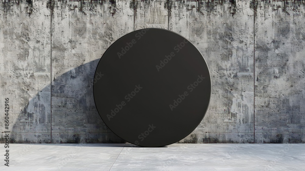 round black signboard mockup on outdoor wall blank logo design template ...