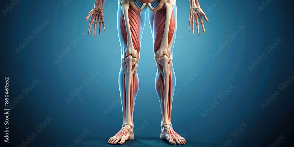 Anatomy of a lower legs with bones, muscles, and tendons, lower legs ...