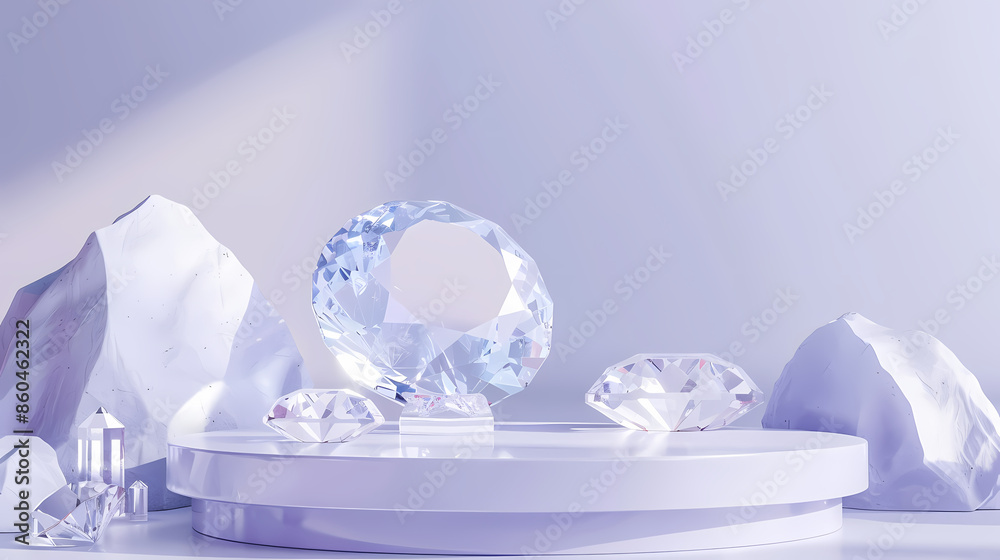 Crystal podium diamond 3d background display glass jewelry product ...