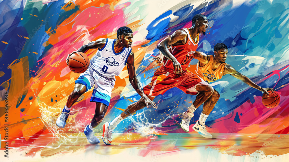 3x3 Basketball Game at Paris Olympics 2024, Paris 2024, Ai generated ...