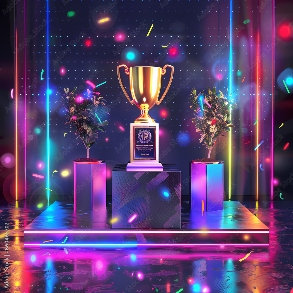 Winner award podium prize silver gold trophy win champion pedestal ...