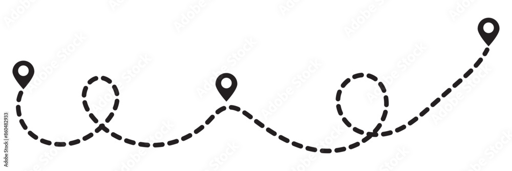 Vetor de Route icon. Two points with dotted path and location pin ...