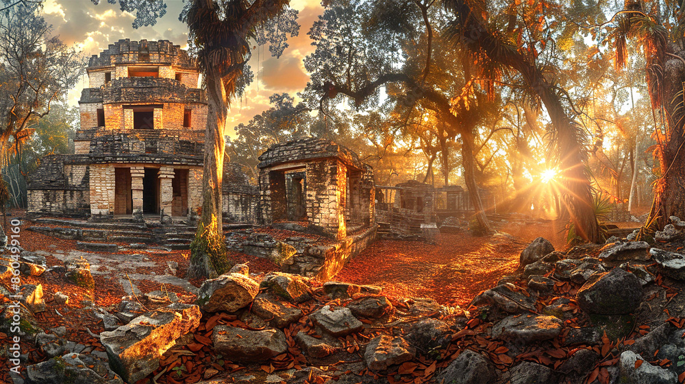 Temple remains and ruins of Mayan pyramids, beautiful travel photo ...