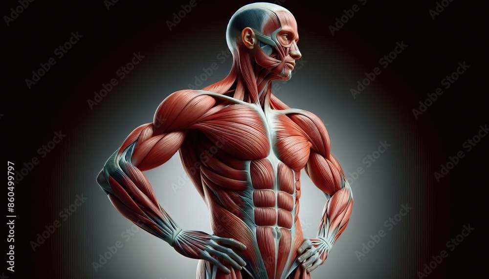 Anatomical illustration of the male upper body highlighting muscular ...