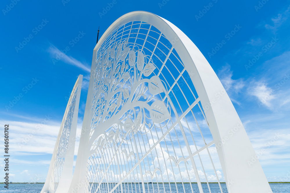 Tainan, Taiwan- June 20, 2024: Beautiful Tree of Life installation art at Qinkunshen Fan-shaped ...