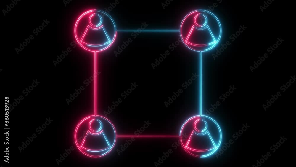Abstract neon shine man icon animation . A man icon, often used in ...