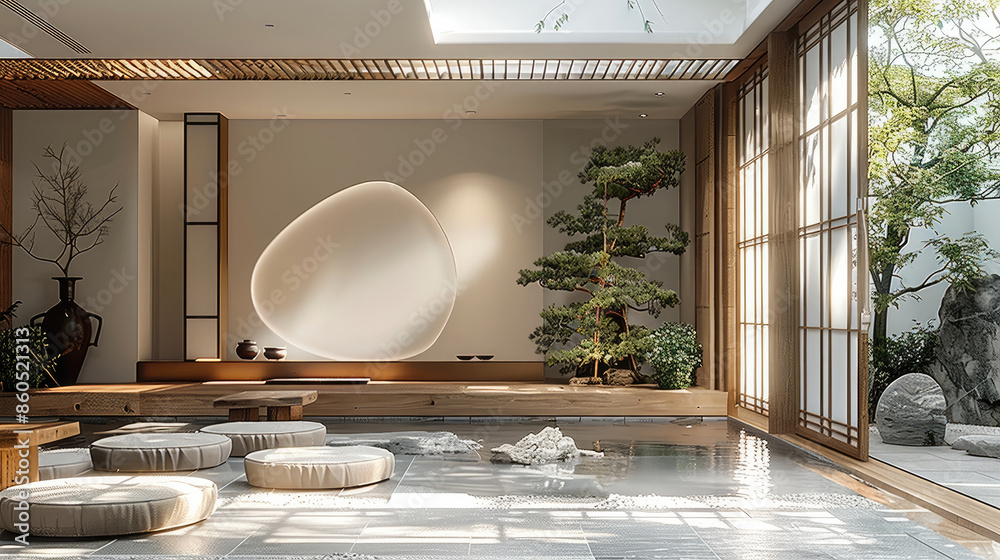 Indoor Tea House Design in Chinese minimalist style, Simple and elegant ...