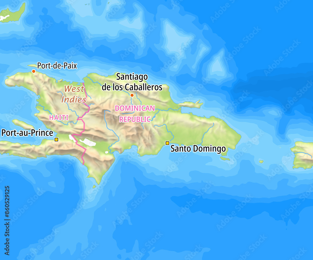 Map of the Dominican Republic and surrounding countries With country ...