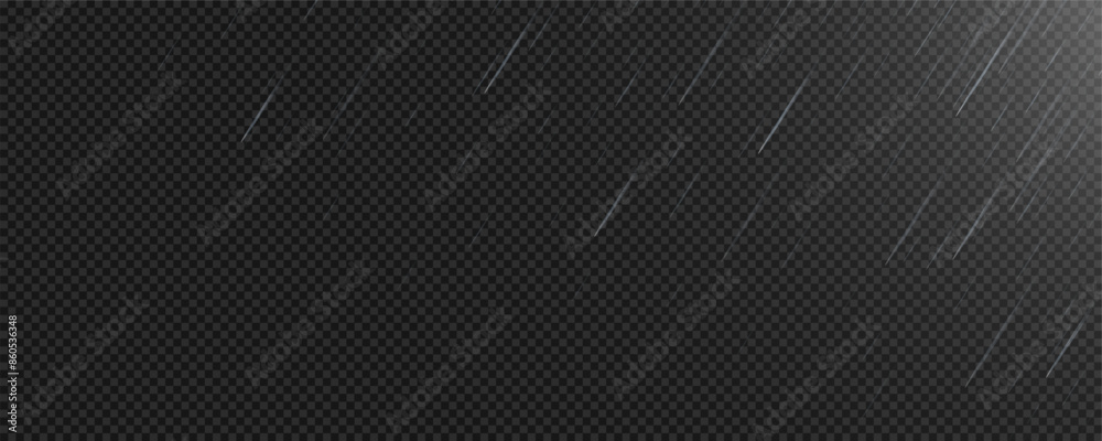 Raindrops on transparent background. Storm with rain and white cloud ...
