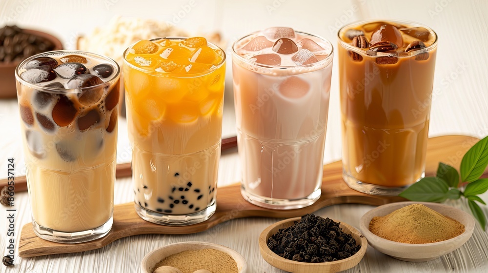 Indulge in a wide selection of delectable milk teas, showcasing the ...