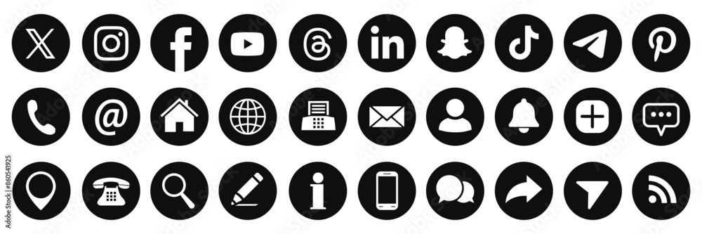 Contact us icons set, upgrade contact icons, communication button signs ...