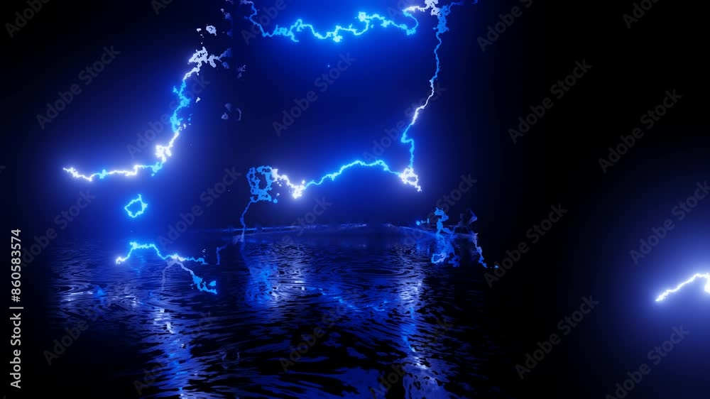 Neon Design of blue lighting 4K video with various neon elements and a ...