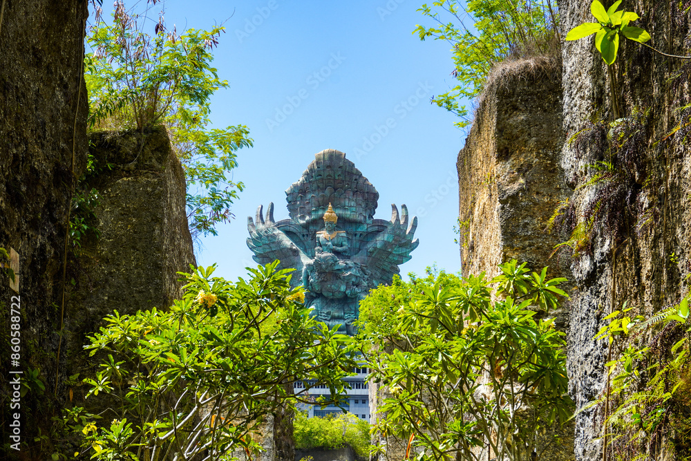 Landscape of Garuda Wisnu Kencana GWK statue as Bali landmark. Balinese traditional symbol of ...
