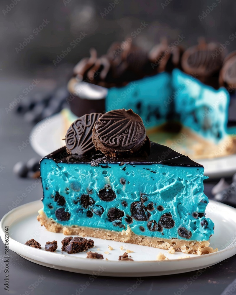 Capture the essence of a Cookie Monster Cheesecake color blue cheese ...