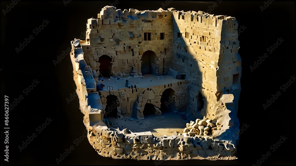 Jericho's destruction. crumbling walls of a medieval castle fort ...
