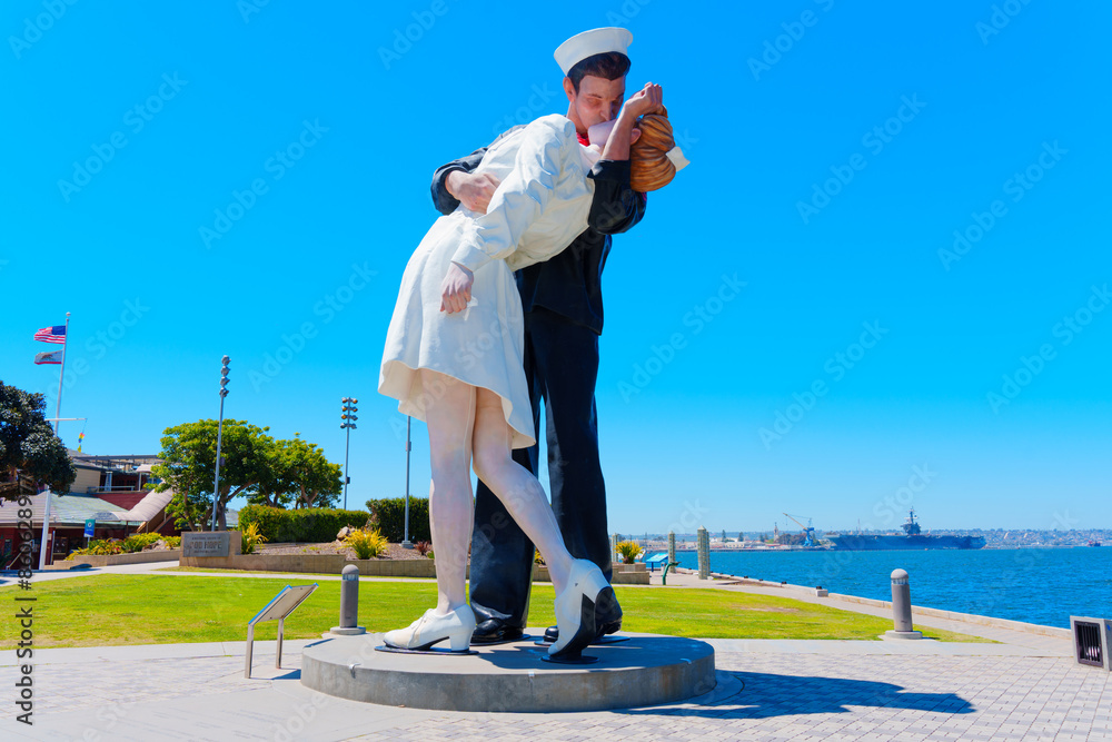San Diego, California - April 16, 2024: Iconic Sailor Kiss Statue in ...