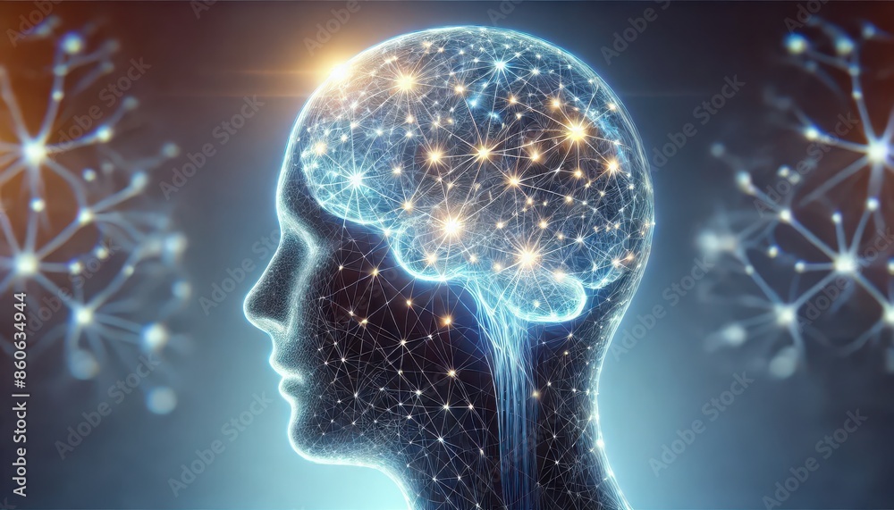 Human Brain with Neural Network, Glowing Neural Connections, Advanced Technology, Digital Art ...