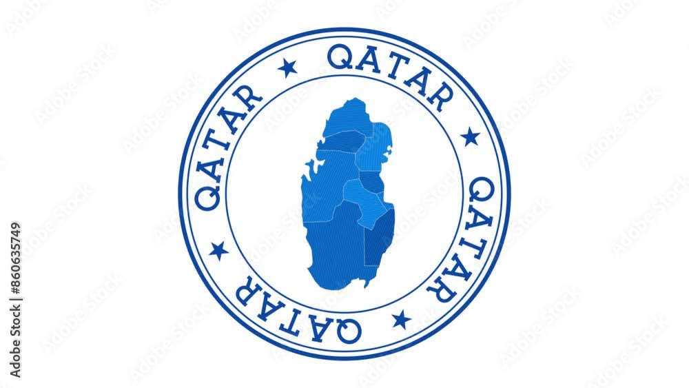 Qatar intro. Badge with the circular name and map of country. Qatar ...