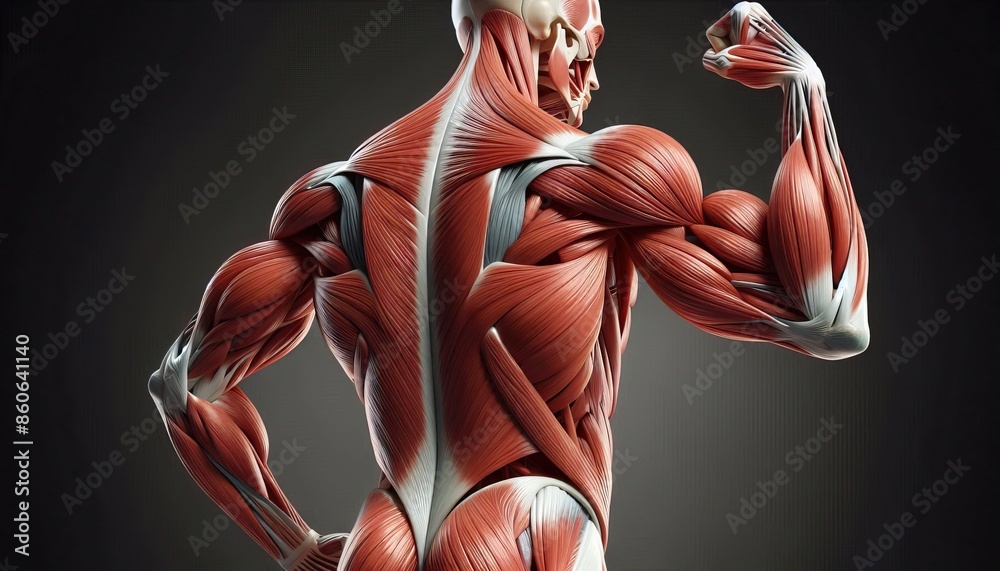 Photo & Art Print Side view of muscular man flexing his biceps showing ...